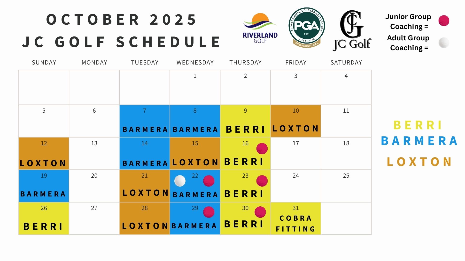 Coaching / Schedule – JC Golf | Jamie Clutterham – PGA Professional